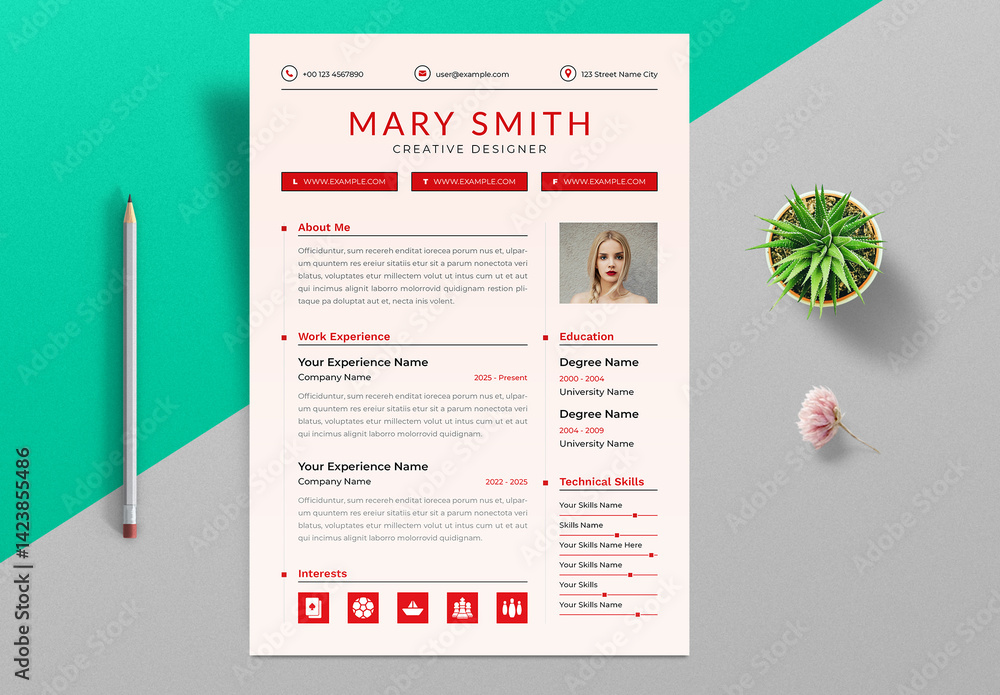 Modern Resume Template Design Layout Stock Template | Adobe Stock