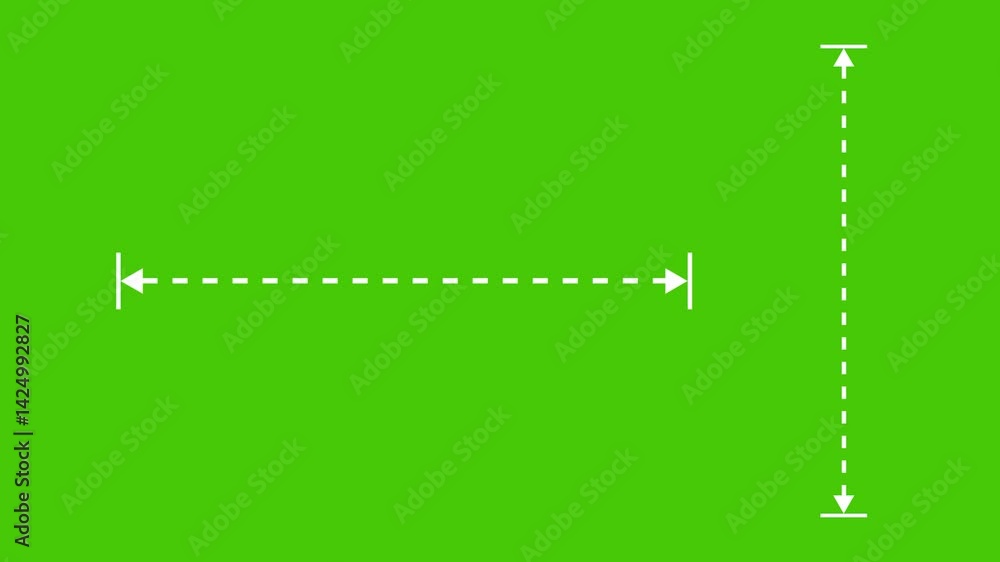 2D Measurement Arrows icon Animation with dotted lines on Green Screen ...