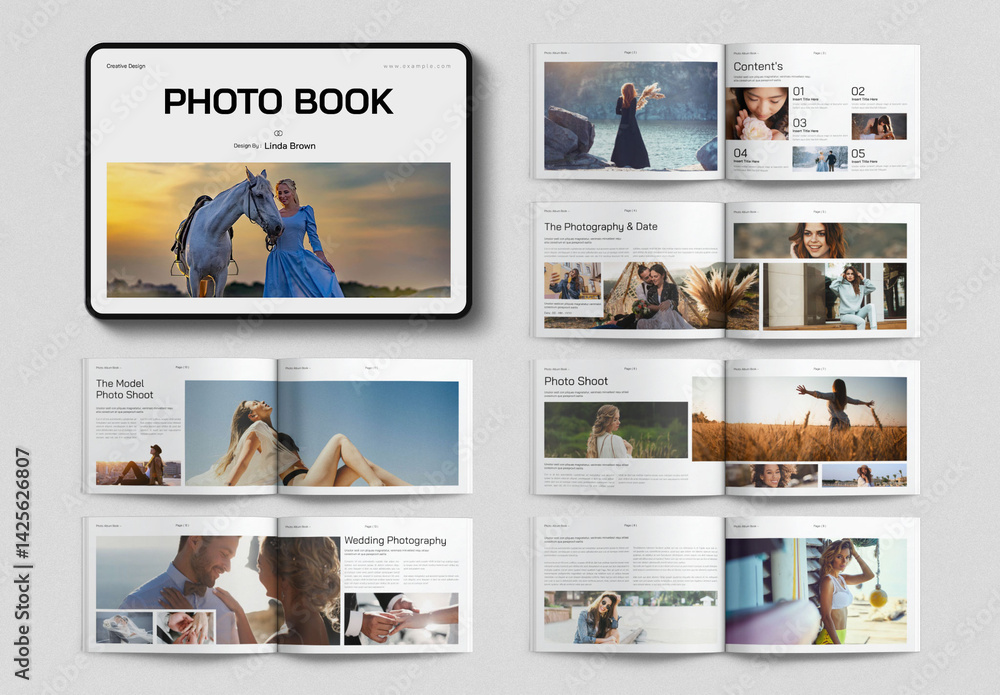 Digital Photo Album Book Template Landscape Stock Template | Adobe Stock