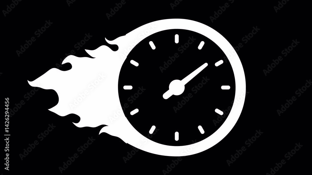 Quick time spend stopwatch animation on Transparent Background, black ...