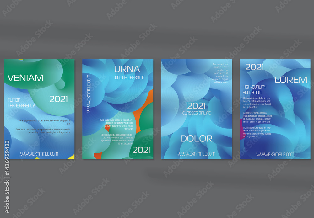 Flyer Layout with Futuristic Wavy Gradient Cloud Shape Stock Template ...