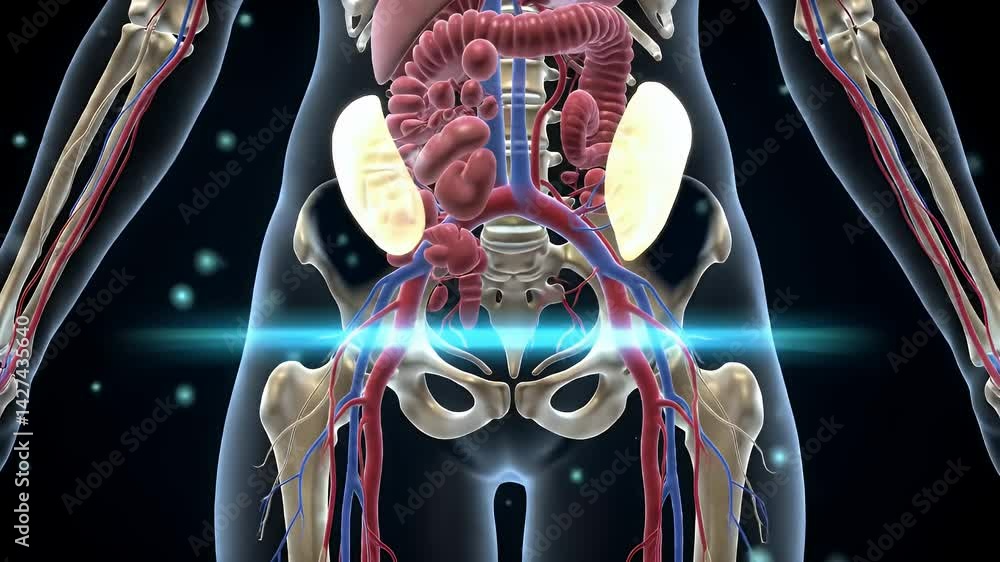 Female Pelvic Anatomy 3D Model: Circulatory System and Internal Organs ...