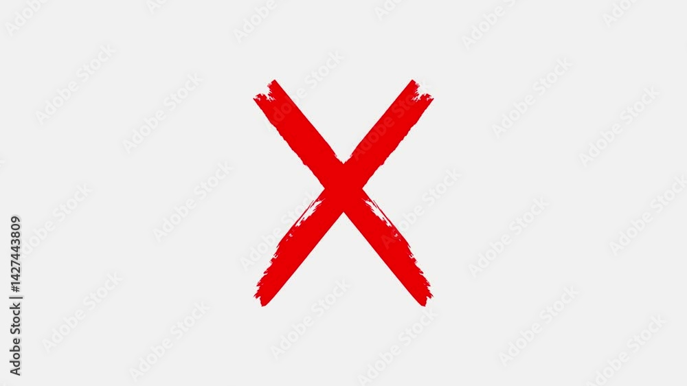 Wrong symbol animation on green background. Wrong sign red cross icon. Red cross symbol. cross ...