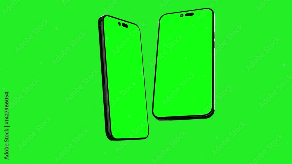 Smartphone with green screen isolated on white Smartphone with green ...
