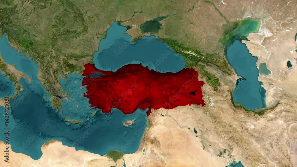 3D Map Animation of Turkey, Turkey 3D map animation featuring elevated ...