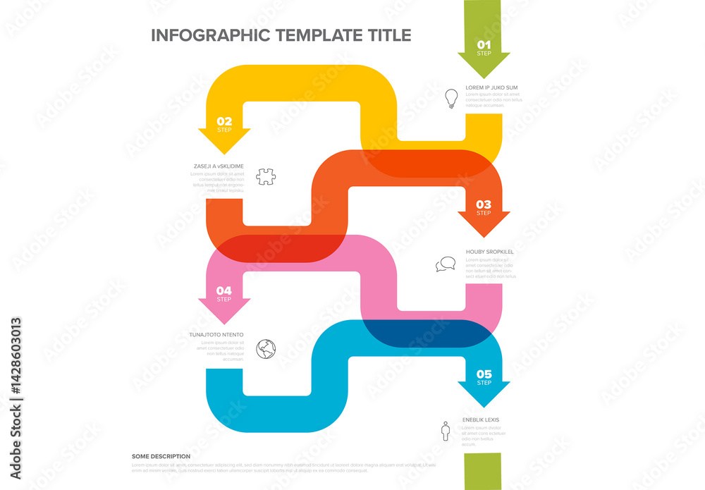 Modelo de Colorful Five-Step Infographic Progress Process Template with ...