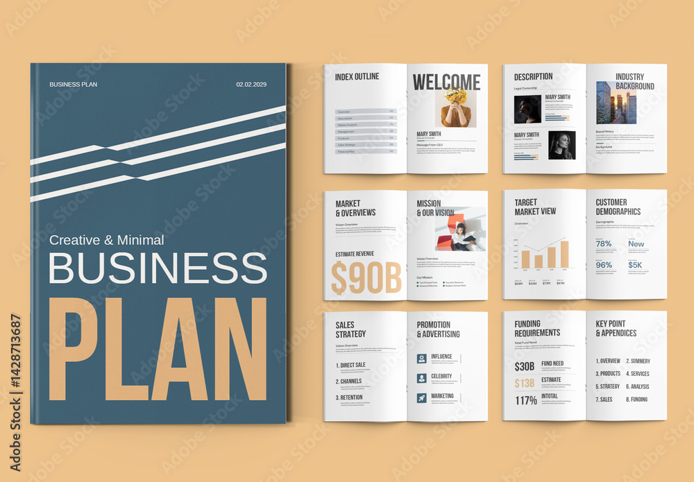 Business Plan Brochure Template Layout Stock Template | Adobe Stock