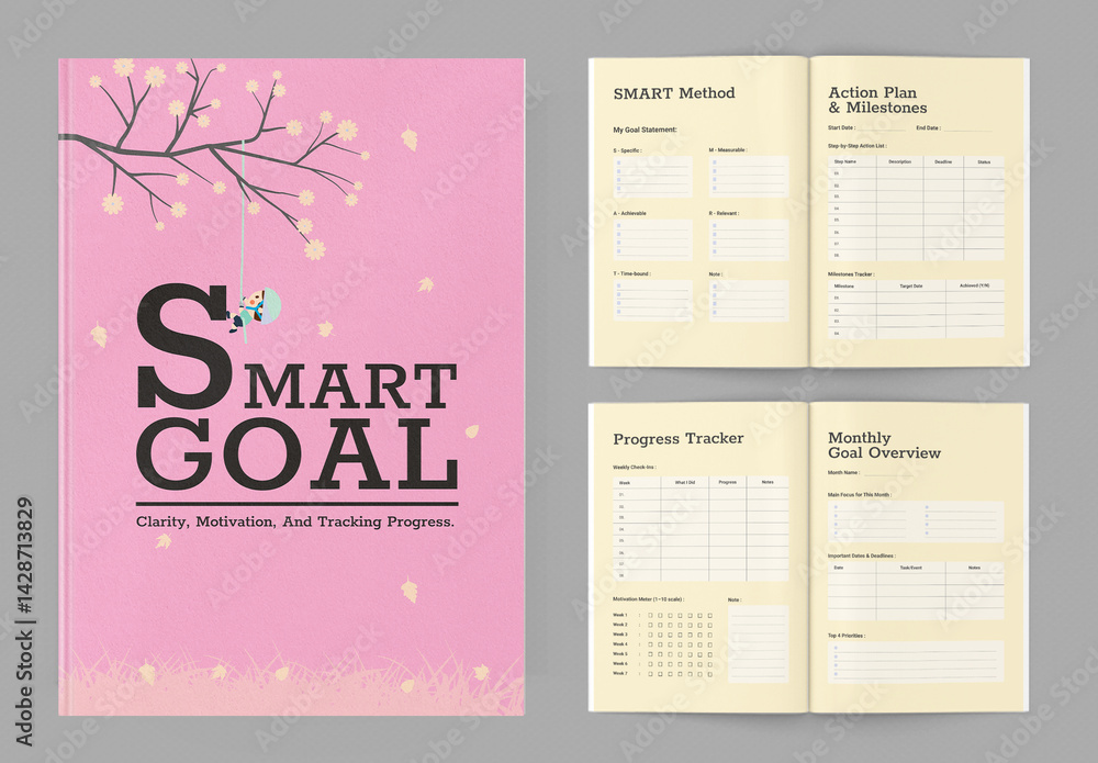 Smart Goal Planner Layout Design Stock Template | Adobe Stock