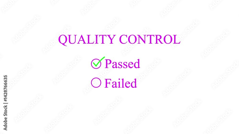 Quality Control on round Passed and Failed Checklist Animation on White ...