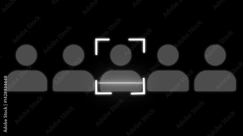 5 Man face icon scanning and verify face icon animation, User profile ...