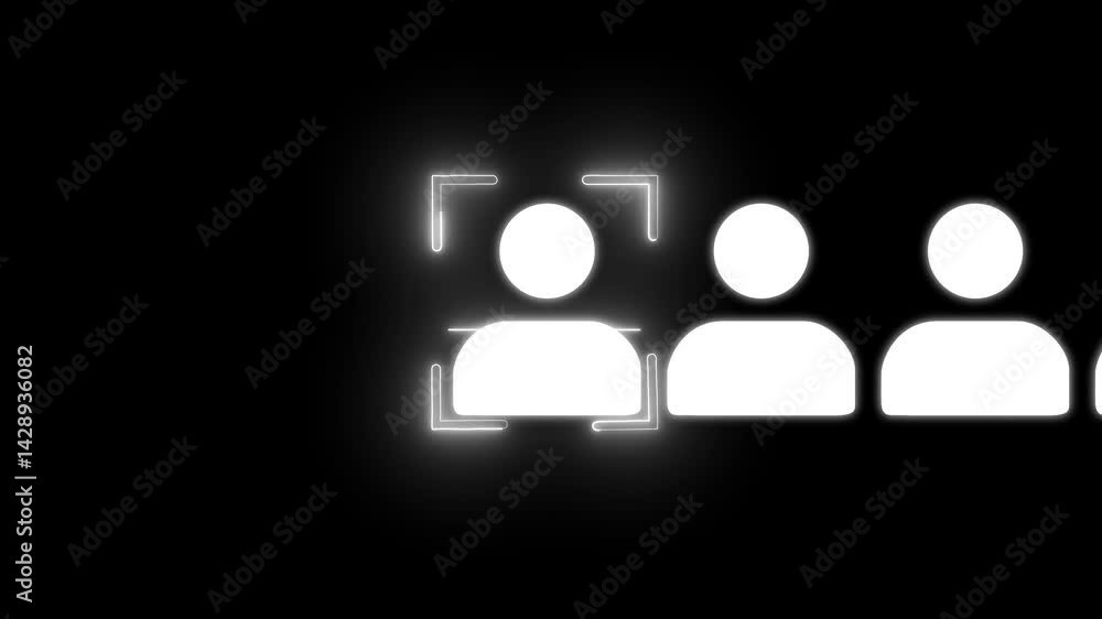 Man face icon scanning and verify face icon animation, User profile ...