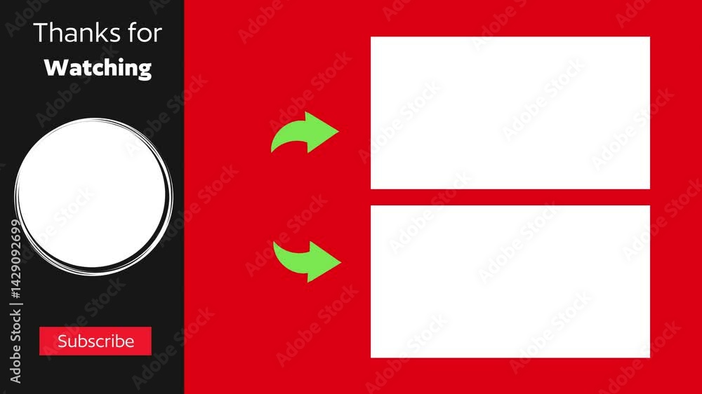 YouTube End Screen Template – Clean Red Layout for Video Outro Design ...