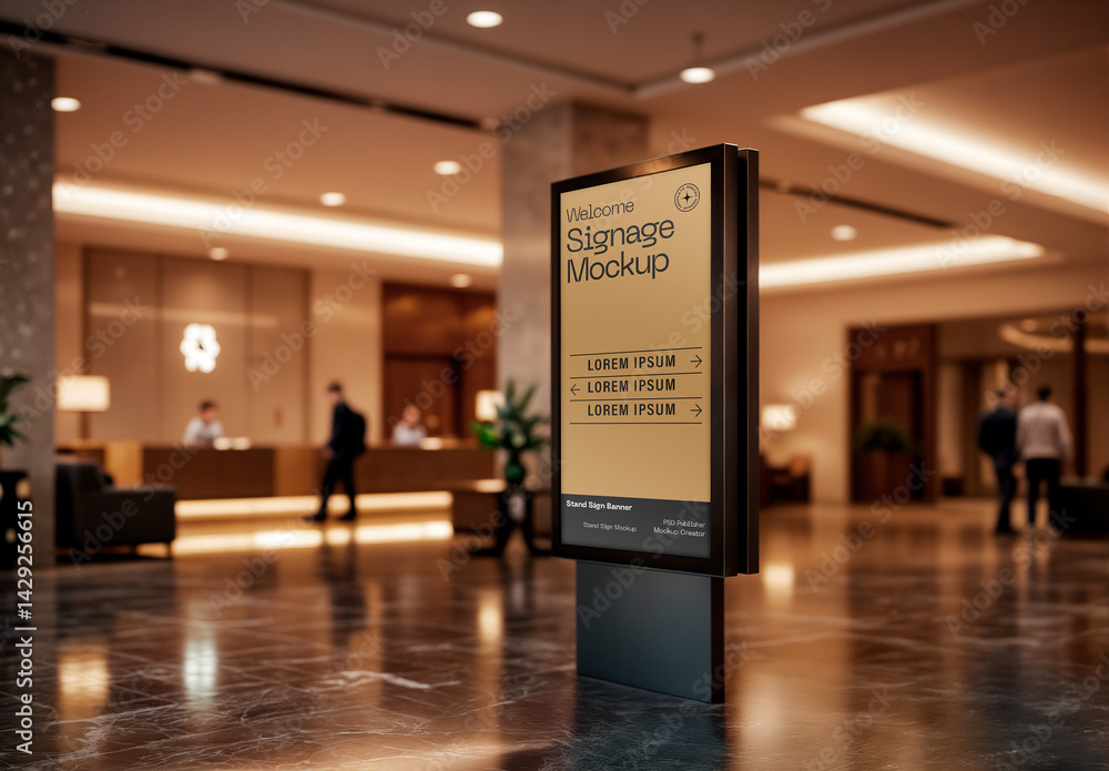 Billboard Mockup Luxury Hotel Lobby Stock Template | Adobe Stock