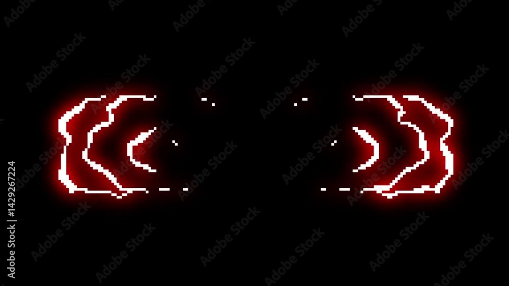 Retro Animation Pixel art Videogame Fantasy Explosion with Red Glow on ...