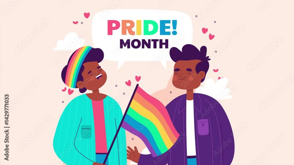 Gay couple, Pride month, LGBTIQ, Pride flag animation 4k Stock Video ...