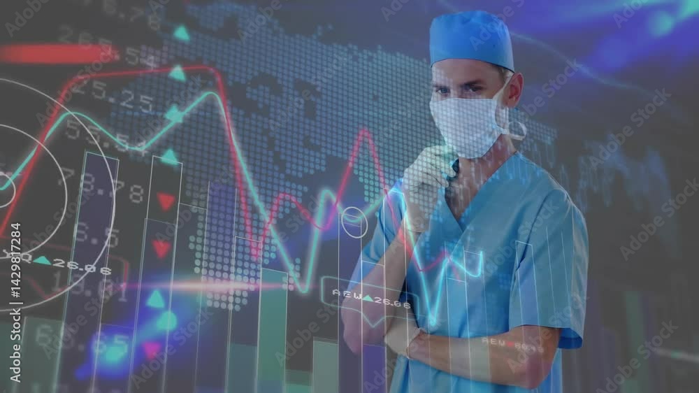 medical professional analyzing finance data in studio, showing animated ...