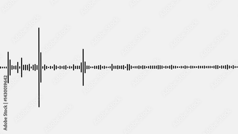White audio waveform spectrum animation on a black background ...
