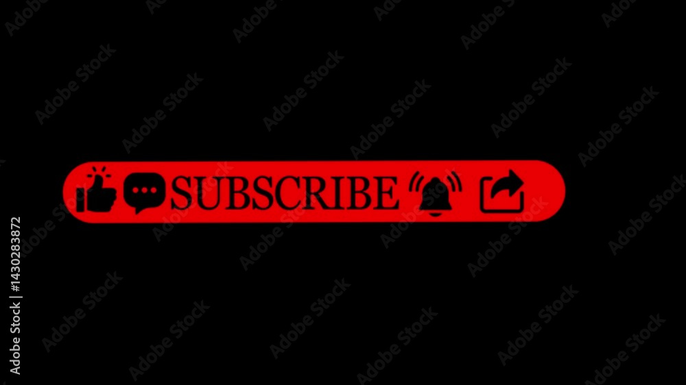 Subscribe Button. Like and Dislike Icons. Bell Notification Icon. Black ...
