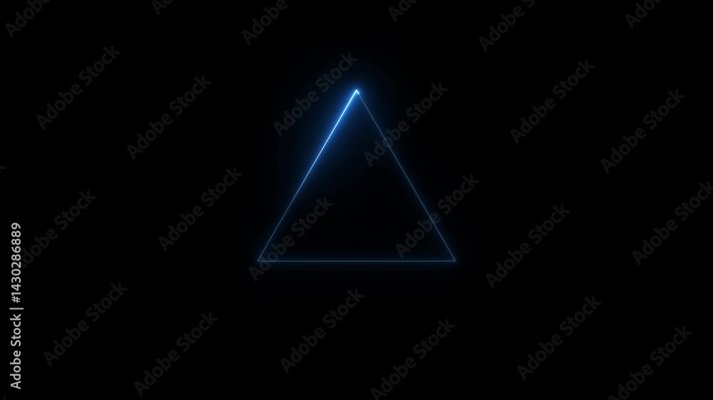 Blue triangle glowing line border, alpha channel, seamless loop Neon triangle loading icon ...