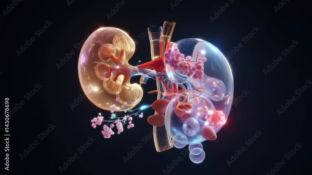 Layout overlay of human organ in fantasy style with surreal effects ...