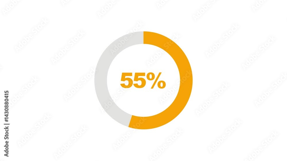 Pie chart animated video with 55 percent element white background ...