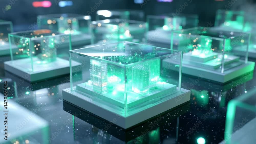 3D layout overlay of futuristic smart city in 3D layout overlay ...