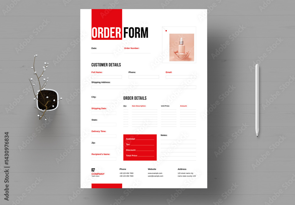 Order Form Layout Template Stock Template | Adobe Stock