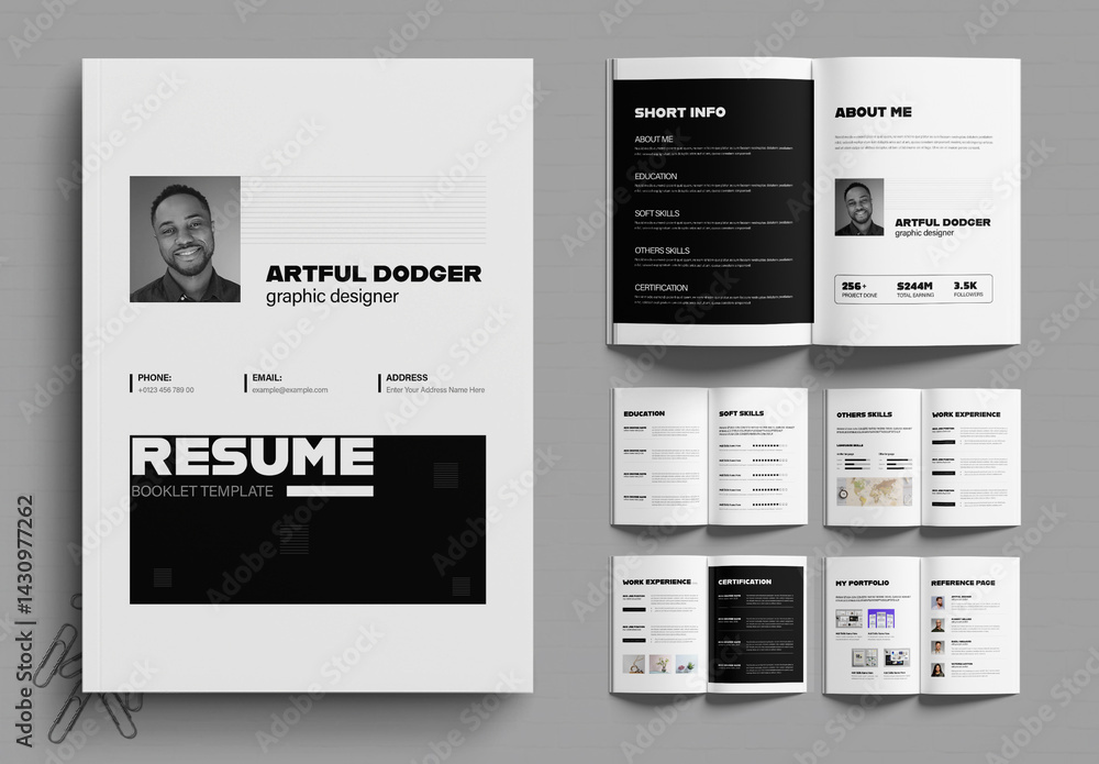 Professional Resume Booklet Template Design Stock Template | Adobe Stock