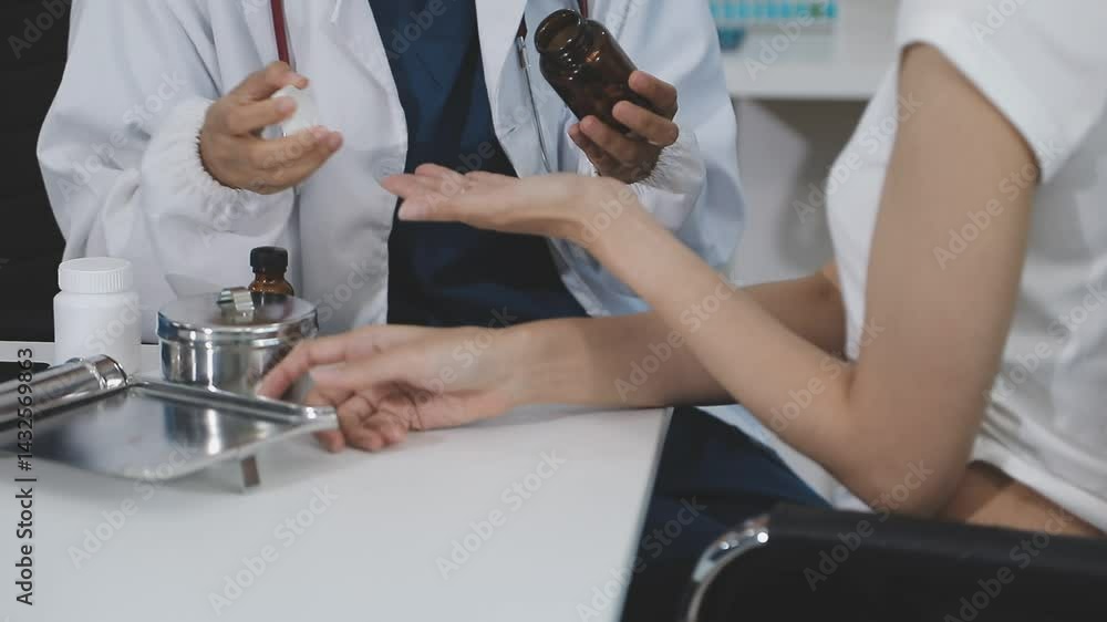 Female doctor examined patient health peace of mind. Basic procedure ...