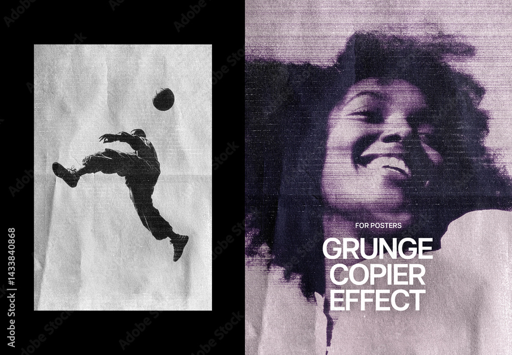 Grunge Copier Poster Template Effect Mockup Stock Template | Adobe Stock