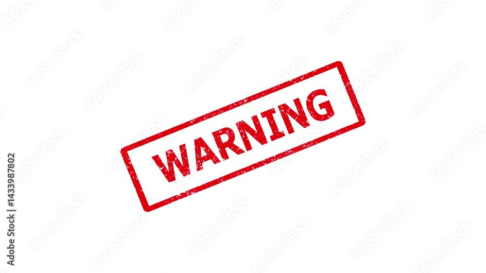 Warning Stamp animation on a transparent background, Warning stamp sign ...