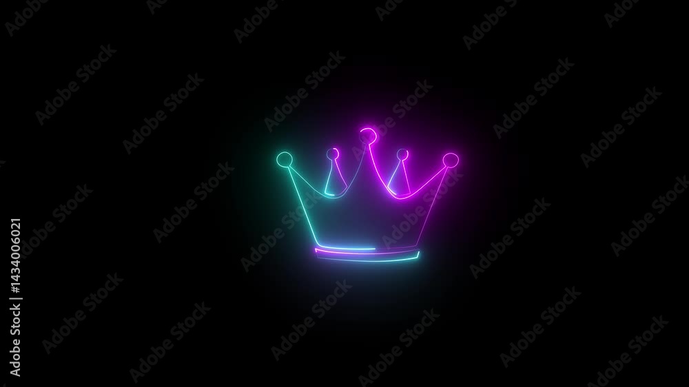 neon king queen crown animated king queen crown icon neon logo icon ...