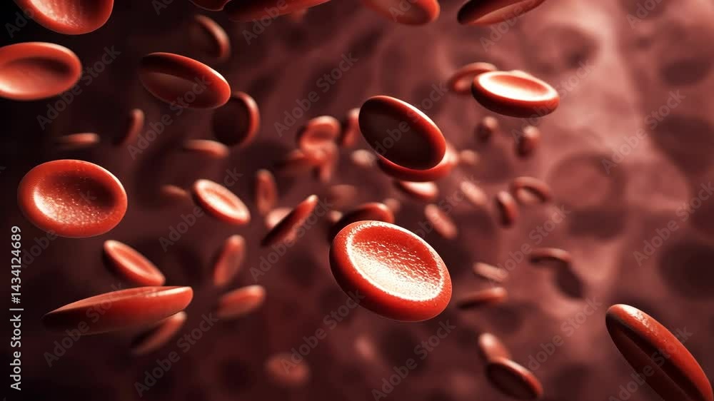3d rendering of red blood cells flowing through bloodstream in human ...