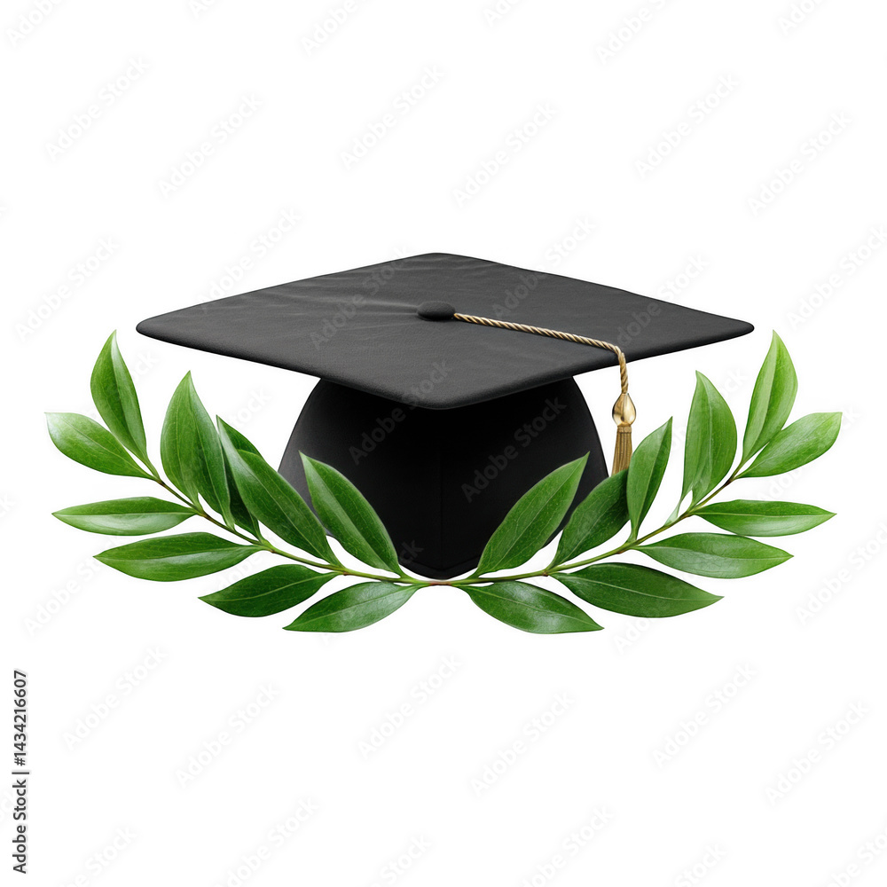 Minimalist Design Celebrating Graduation Hat and Olive Branches for ...