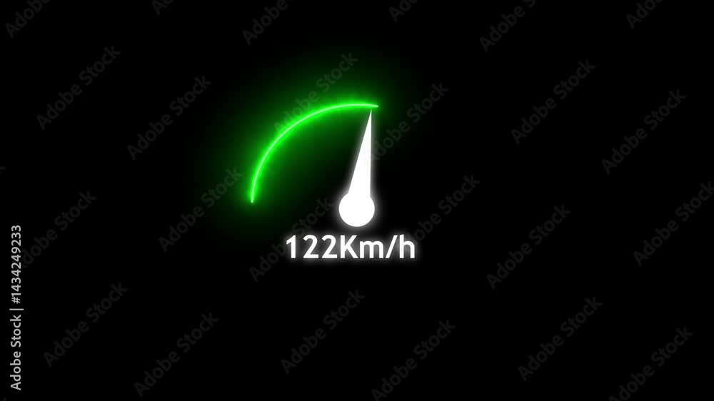 neon line Digital speed meter animation, Speedometer Display on Black ...