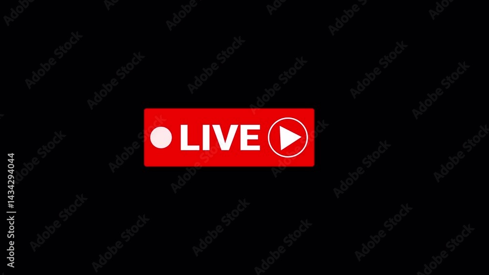 Live Stream sign on a transparent background, Red symbol, button of ...