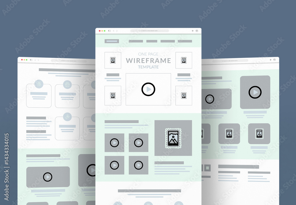 One Page Website Wireframe Template for UXUI Design Stock Template ...