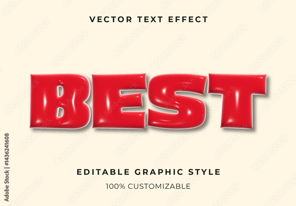Red Plastic Inflated Bold Shiny Comic Font Text Effect Stock Template ...
