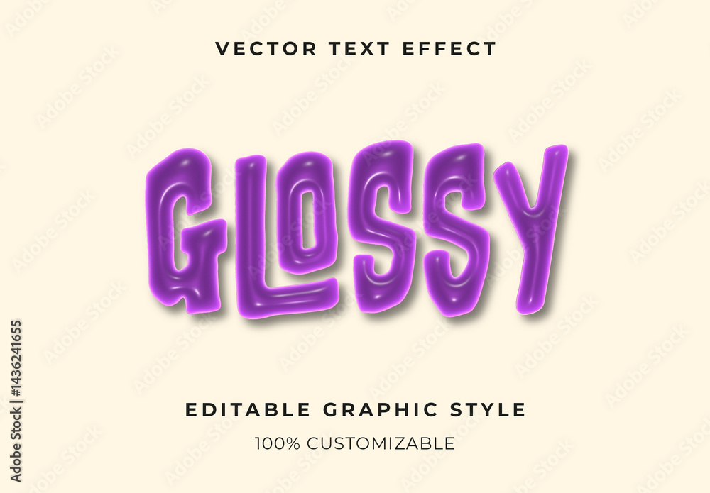 Violet Plastic Bold Glossy Cartoon Style Text Effect Stock Template ...