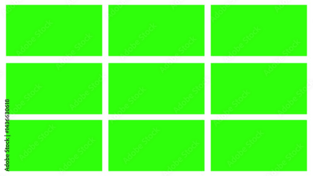 Grid or collage with Green Screen Grid Animation with Nine Rectangle ...