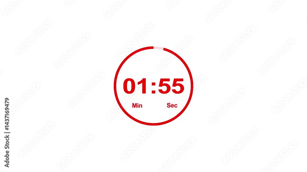 2 minute timer countdown animation, Two minute circle countdown timer animation on transparent ...