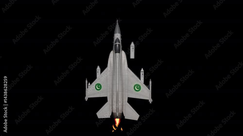 Pakistan Fighter Jet Icon – 3D animated top-view combat aircraft flying ...