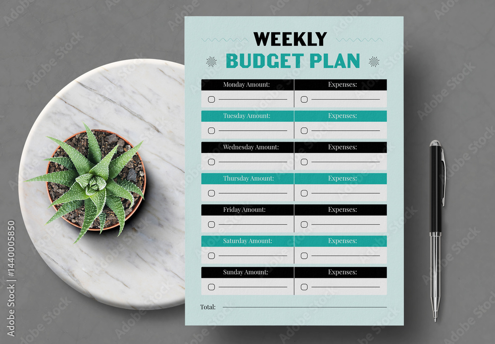 Weekly Budget Planner Template Minimal Financial Tracker Design Layout ...