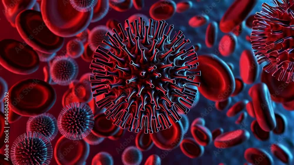 Microscopic visualization revealing viral invasion process, showing ...