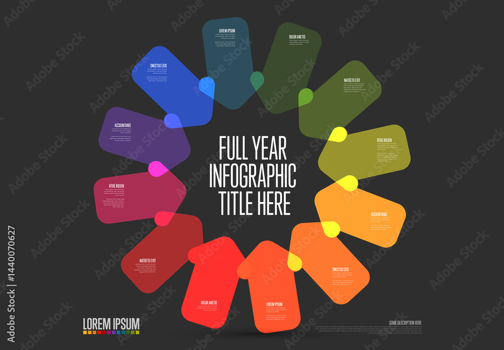 Colorful Full Year Infographic Template - Business Cycle Timeline ...