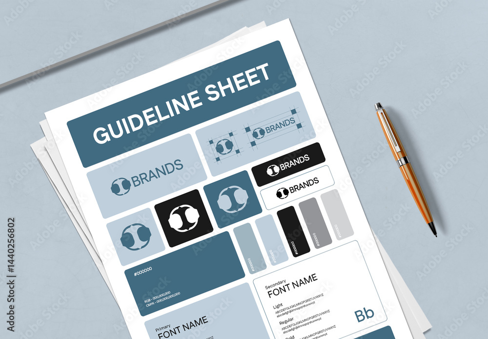 Brand Identity Sheet Template Layout Stock Template | Adobe Stock