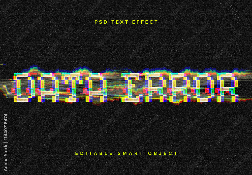 Distorted Glitch Text Effect Mockup Stock Template | Adobe Stock