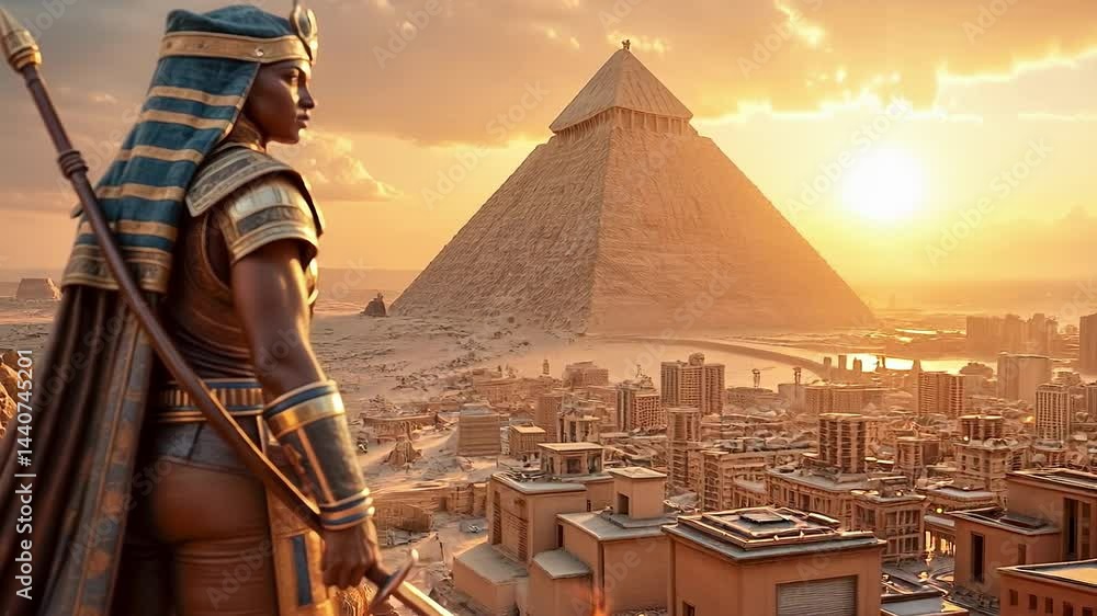 Great and powerful Egyptian warrior guarding the Great Pyramids, great ...