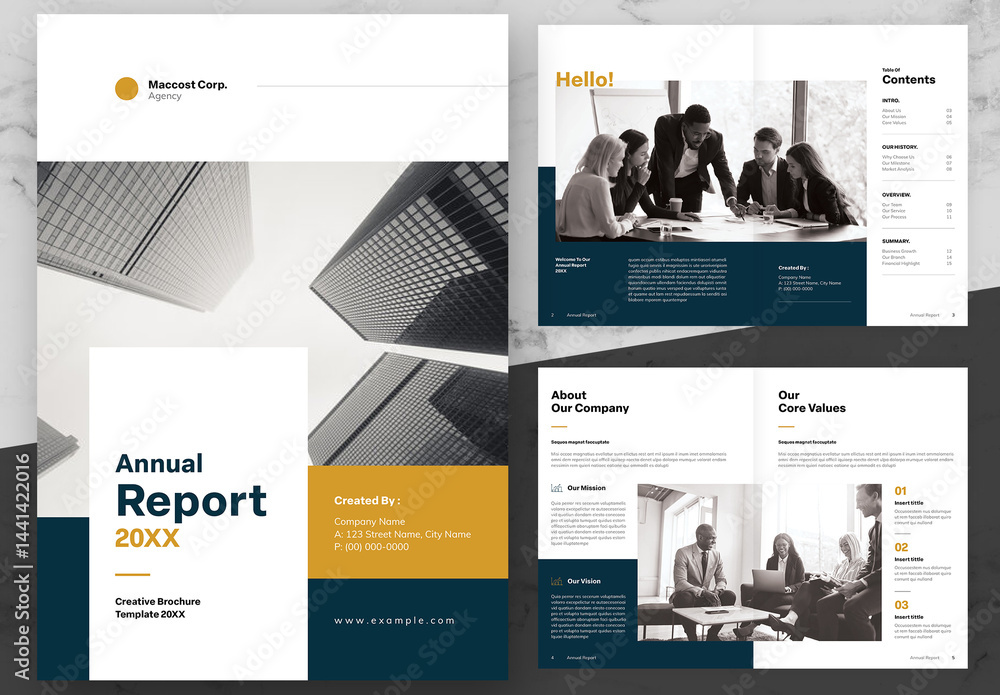 Blue And Orange Annual Report Stock Template | Adobe Stock