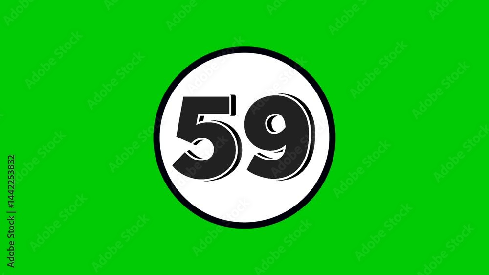 Number 59 symbol sign animation motion graphics cartoon black color on ...